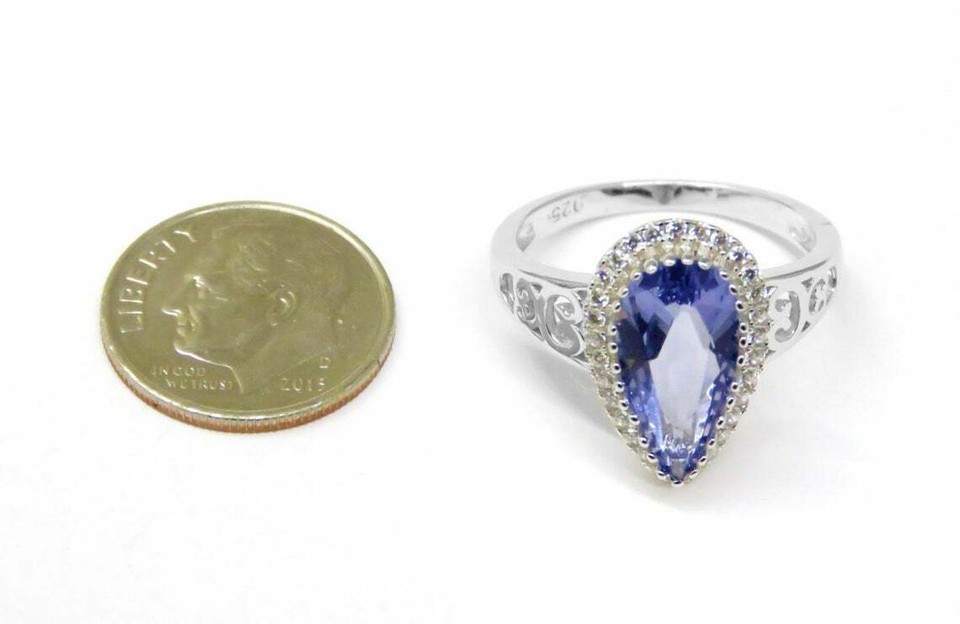 R6420S Mt St Helens Twilight Purple Helenite Pear W/CZ Sterling Silver ...