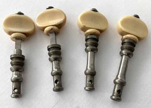 Matched set 4 vintage banjo friction tuners very nice Ivoroid buttons ...
