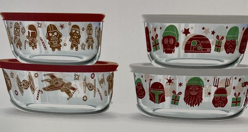 Pyrex Star Wars 8 Piece Decorated Christmas Glass Food Storage Set New ...