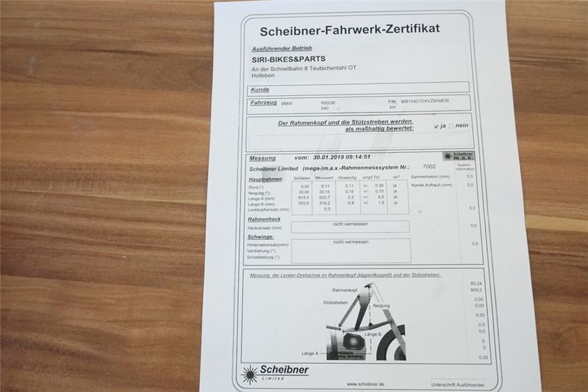 BMW R 850 259 Lettera Telaio - senza Incidenti - Registro di ...