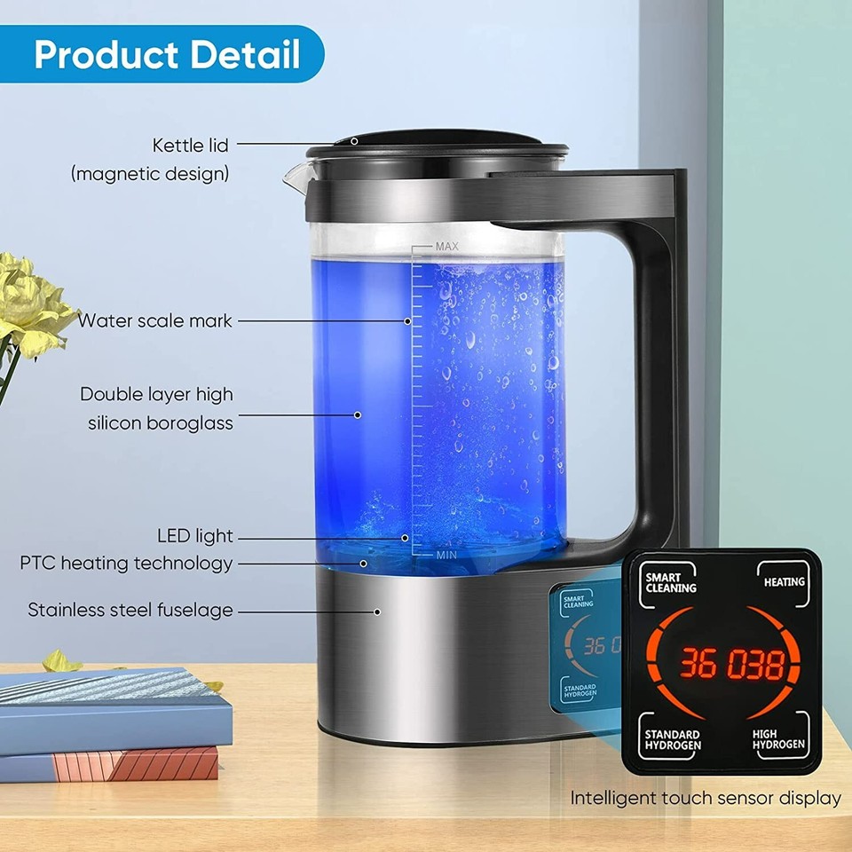 2L Hydrogen Large Capacity Water Purifier Rich Water Kettle LED Touch ...