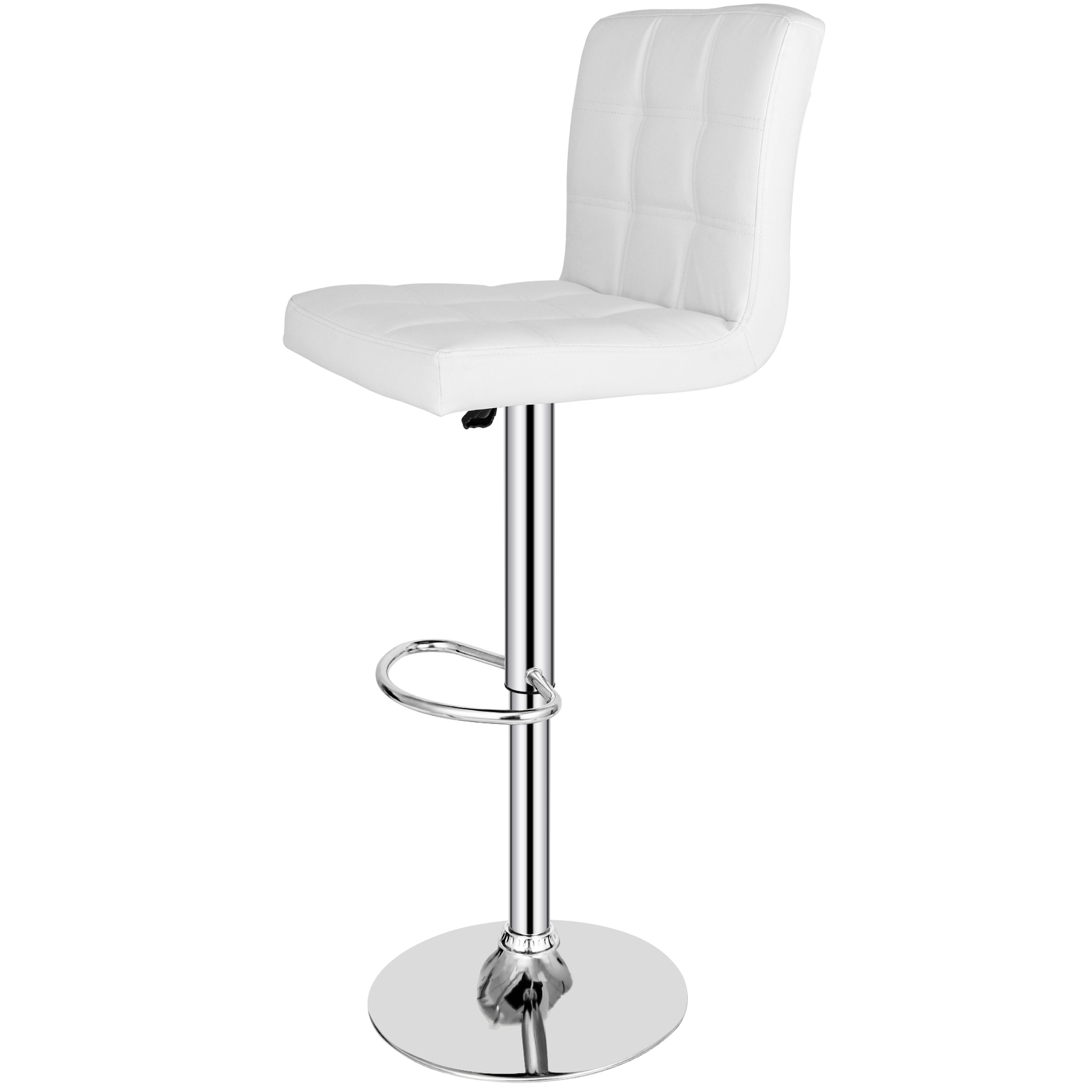 Set of 4 Square PU Leather Adjustable Bar Stools with White Swivel ...