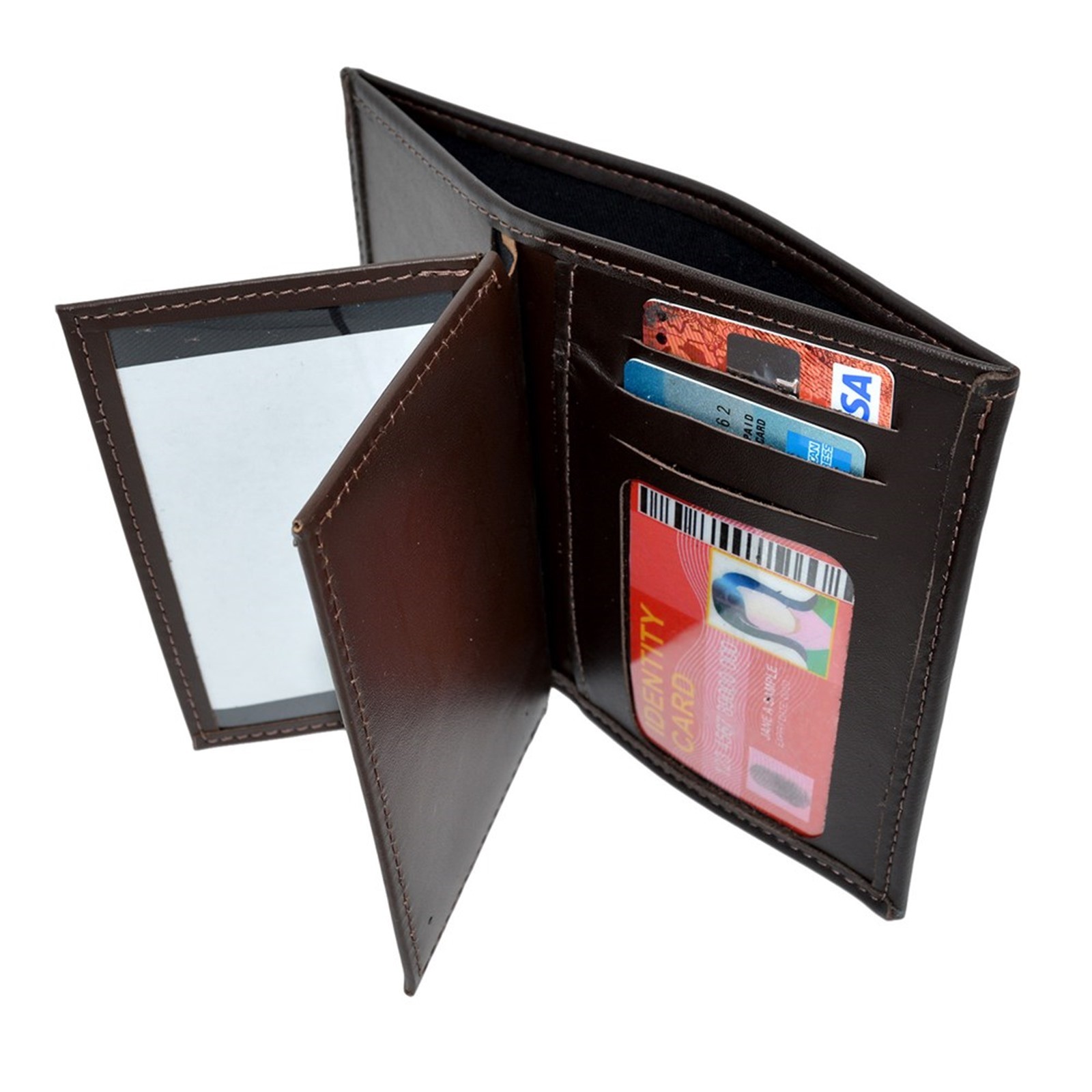 FBI Agent Badge Wallet Brown Leather Double ID Federal Style Mens ...