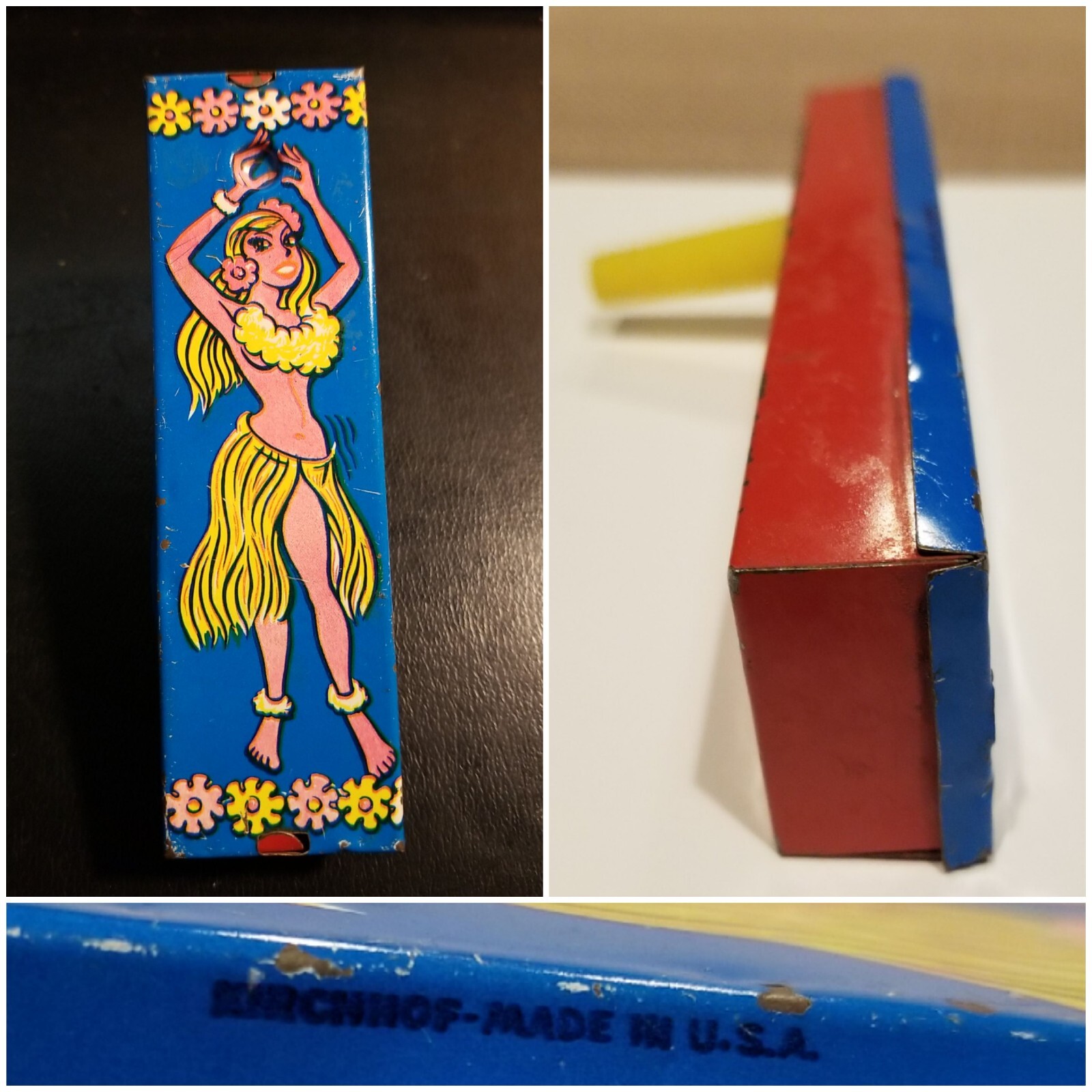 Kirchhof Life of the Party Tin Litho Hula Girl Rattle Noise Maker Metal ...