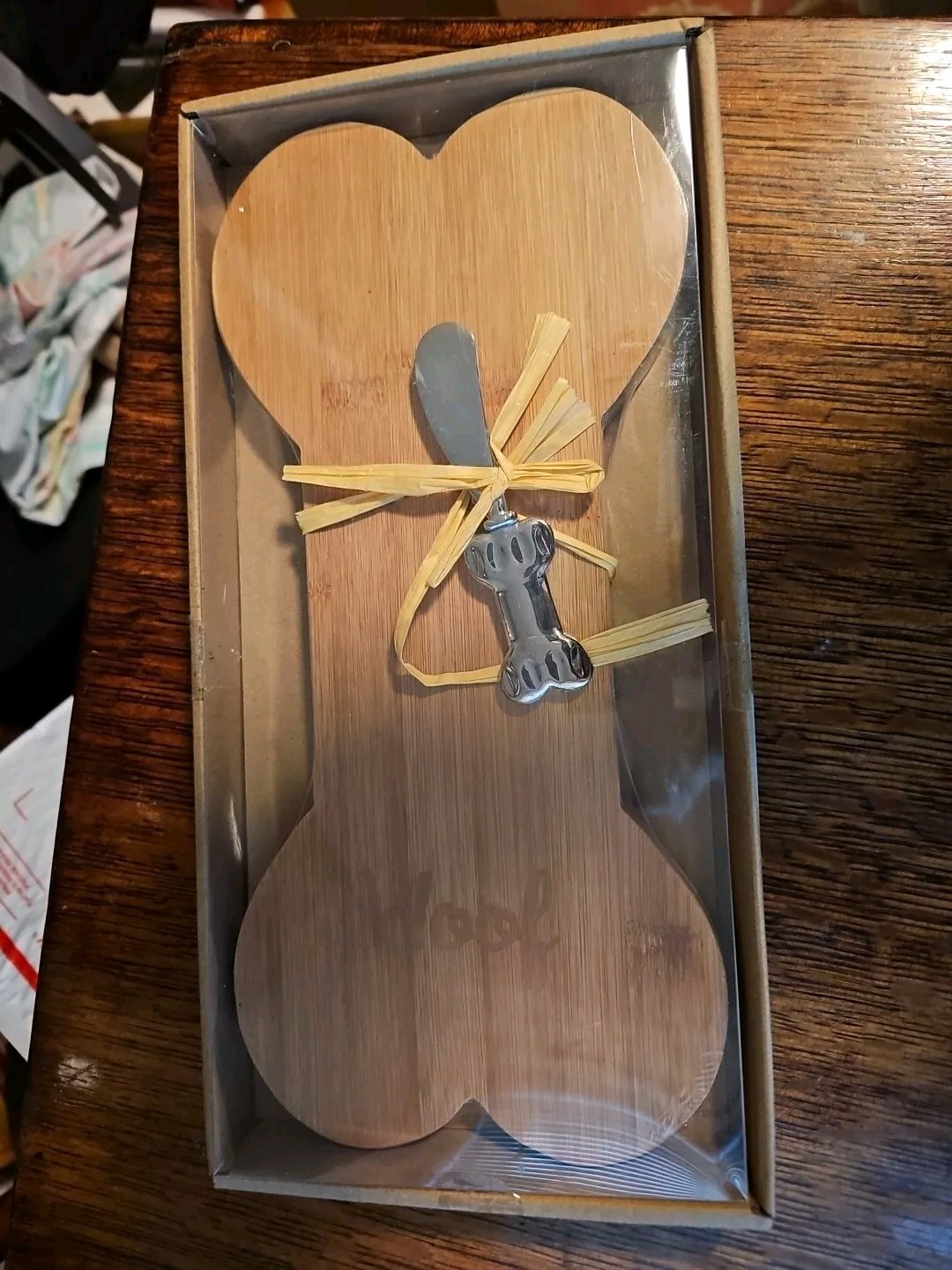 NEW Dog Bone Shaped Bamboo Charcuterie Cutting Board Woof By Dei New | eBay