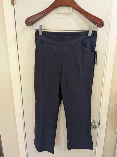 NWT Counterparts Sz. 8Petite Dark Navy Elastic Crop Pants Pockets | eBay