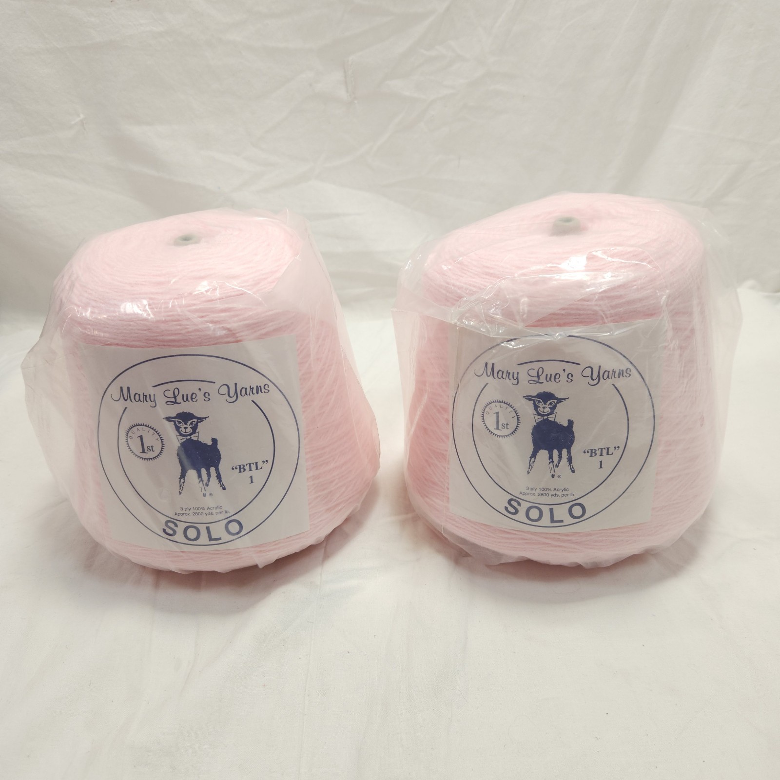 Mary Lue's Yarns Knitting Machine Cones Baby Pink Solo 3 Ply Yarn Lot ...