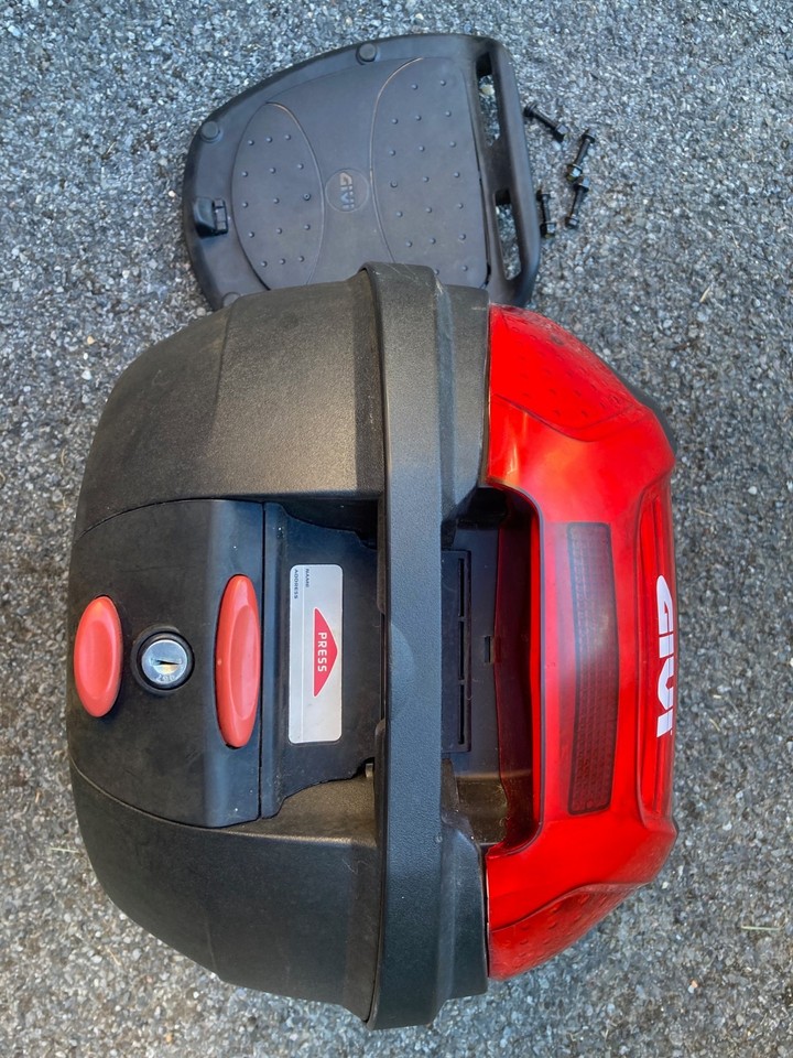 Givi black - red top box & base plate, 30L holds helmet | eBay UK