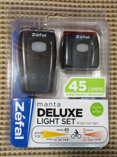 Zefal Manta Deluxe Bicycle Light Set LED 2-piece, white Front, red Tail ...