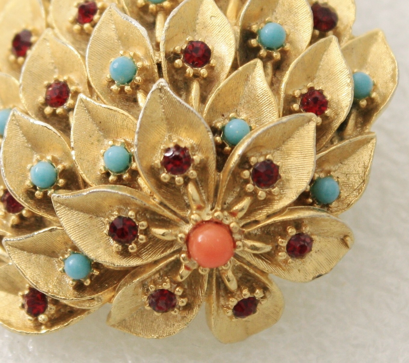 Rare Vintage Large Floral Statement Broch Pin - Rhinestones | eBay