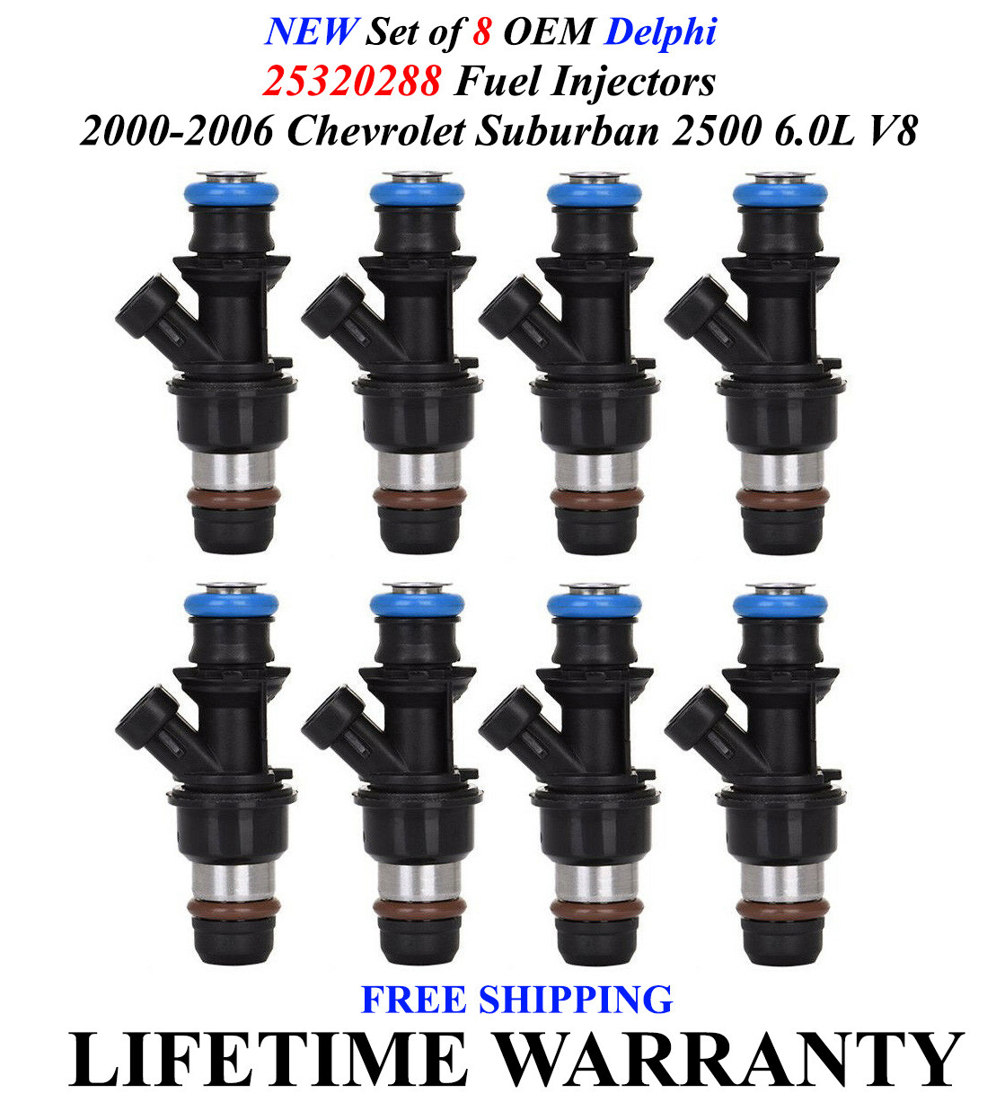 NEW 8X 450cc OEM 4Hole Delphi Fuel Injectors For 2000-06 Chevy Suburban ...