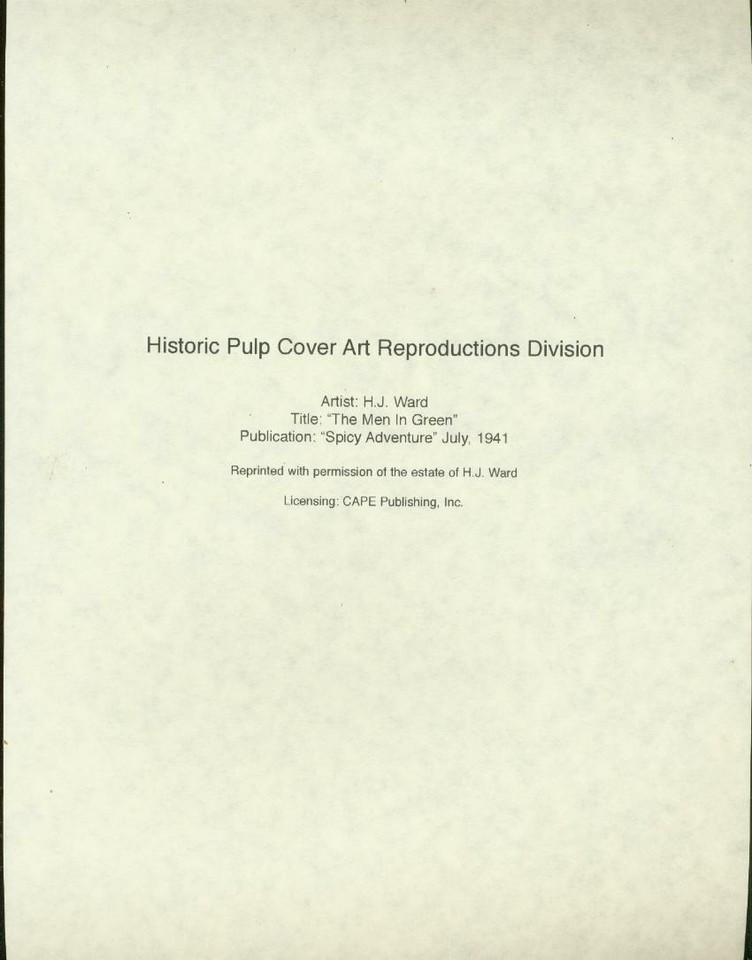 HJ Ward "Men In Green" Pulp Cover Print- Spicy Adventure, July 1941 | eBay