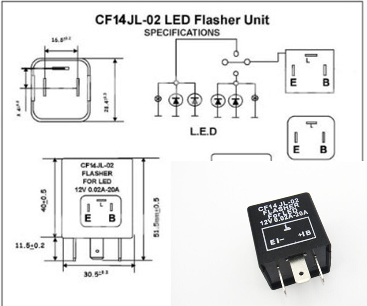 3-Pin CF14 CF-14 JL-02 LED Flasher Relay Fix Turn Signal Bulbs Hyper ...
