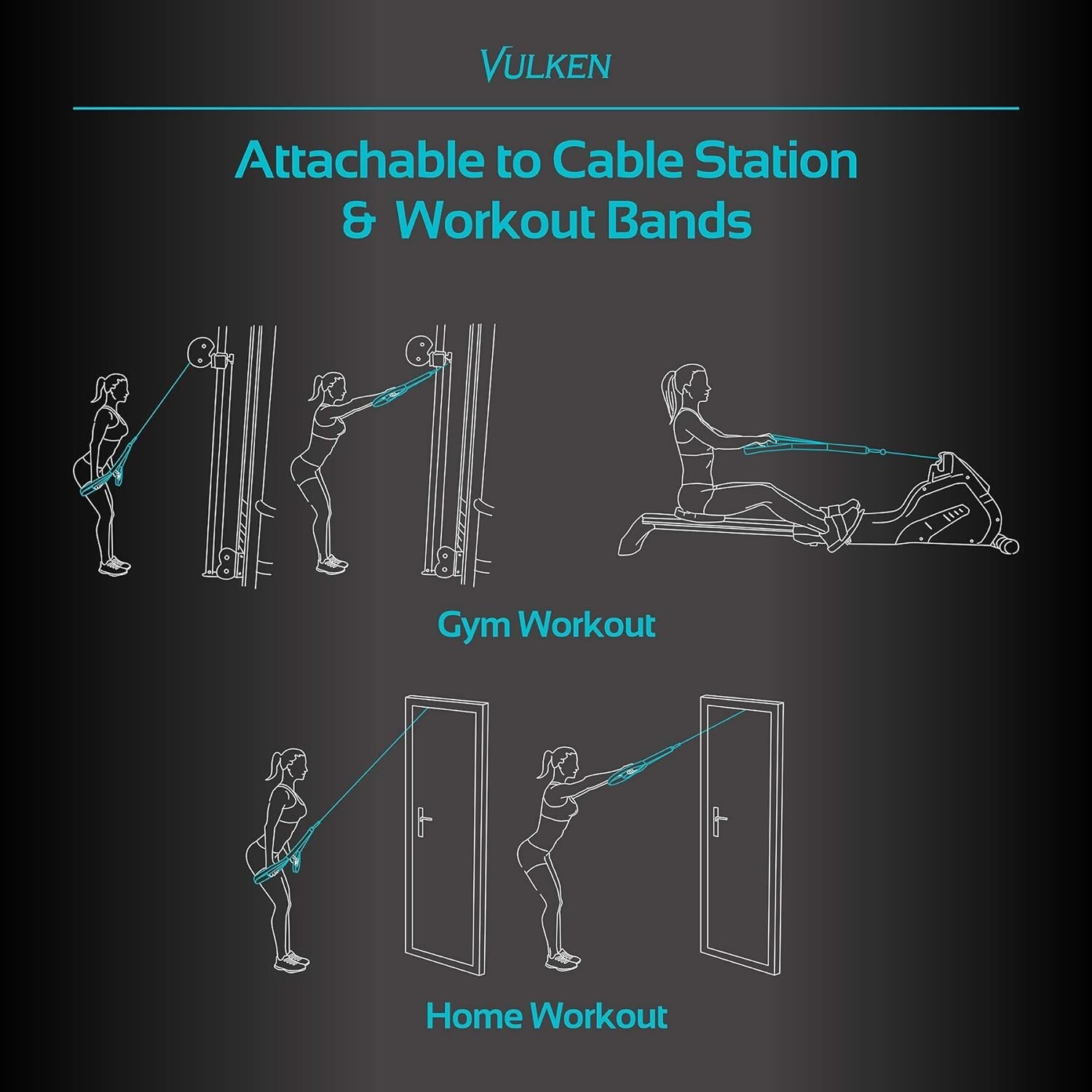 Vulken Tricep Rope Cable Attachment - Dual Lengths for Extra-Long Pull ...