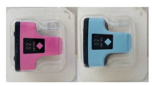 New HP Printer Ink 02 Series CB284W Magenta & CB283W Cyan Pack ...