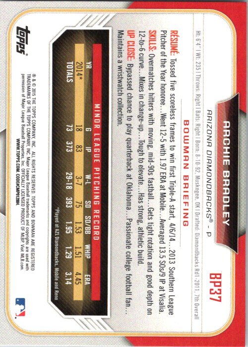 2015 Bowman Prospects #BP37 Archie Bradley Prospects | eBay