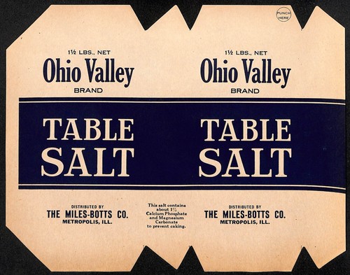 Ohio Valley Brand Table Salt Paper Label c1930's Miles-Botts Co ...