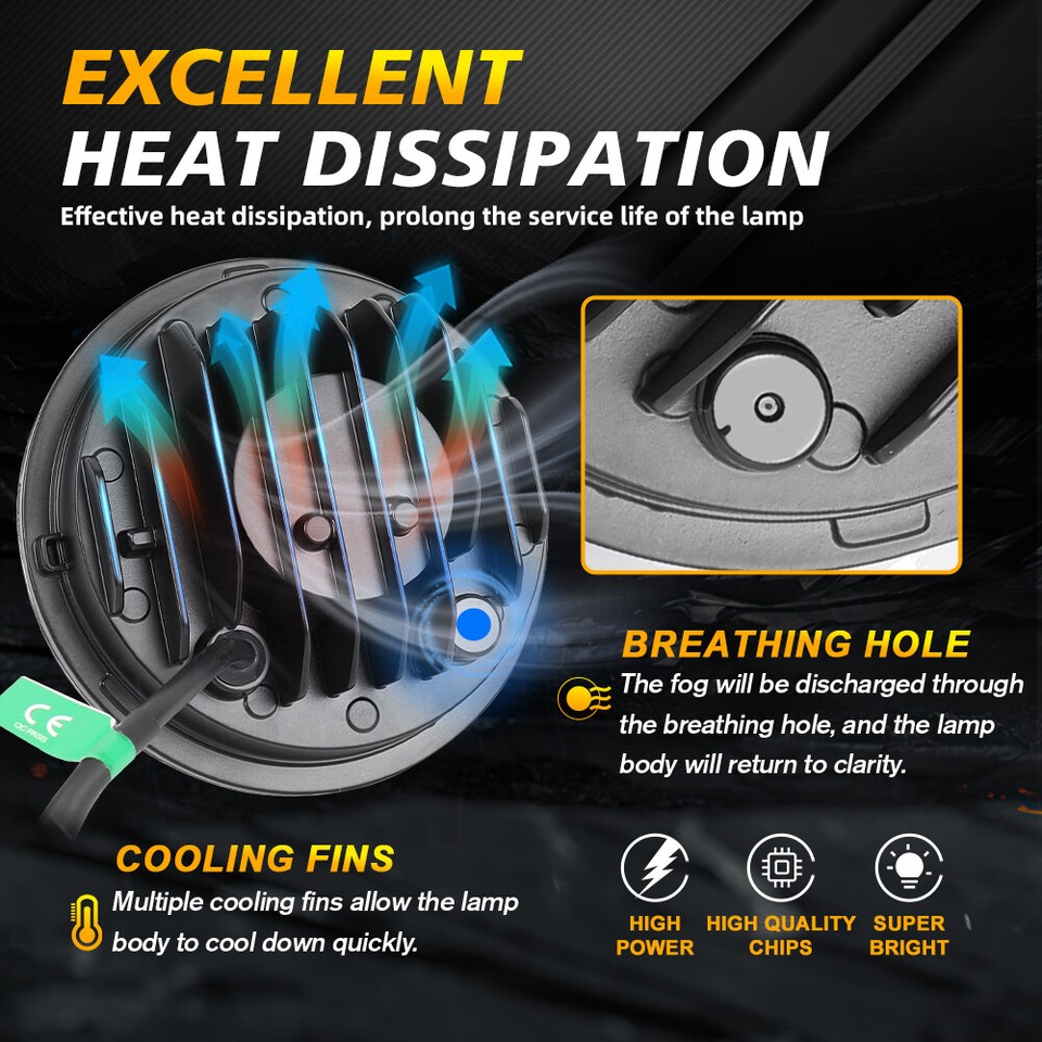 4X 5.75" 5-3/4" LED Headlights Round DRL For Dodge Charger Coronet Dart ...