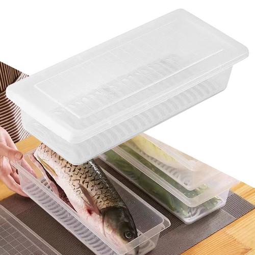 1Pcs with Lid Food Organizer Food Grade PP Fish Meat Storage Box ...