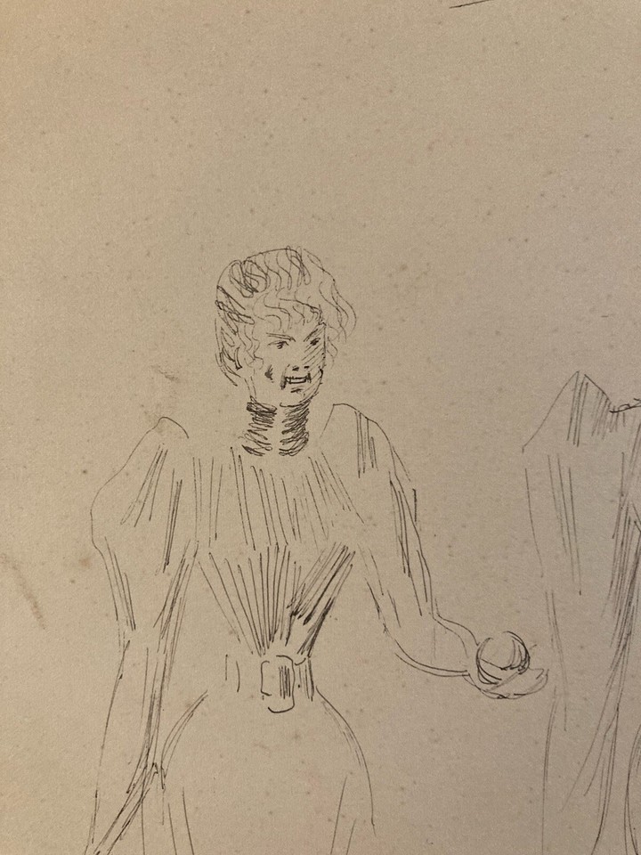 Very Nice Drawing Antique Ink Child Baby Portrait Character Xixth to ...