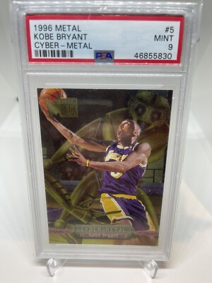 KOBE BRYANT 1996 Fleer Metal Cyber-Metal #5 Rookie Card Graded PSA 9 ...