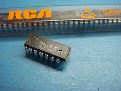 (4) RCA CD4028AE CMOS BCD TO DECIMAL BINARY TO OCTAL DECODER 16 PIN DIP ...