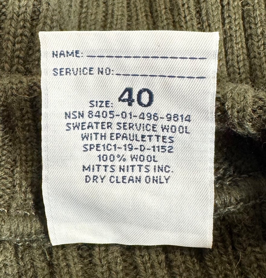 New USMC Woolly Pully Wool Military Service Sweater OD Green Size 40 | eBay