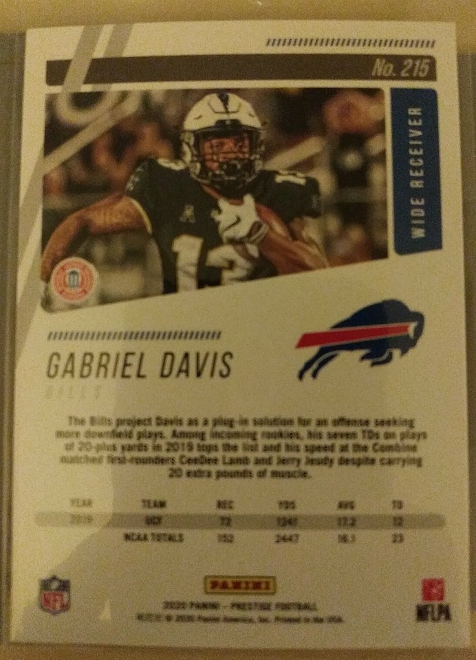 Gabriel Davis Rookie Card 2020 Panini Prestige #215 Buffalo Bills | eBay