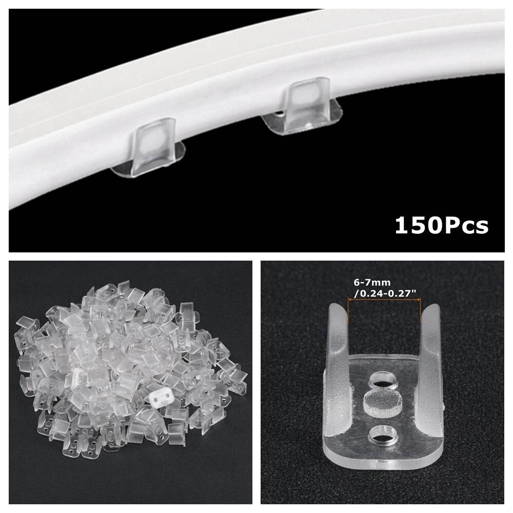 150 Pcs LED Neon Mounting Clips Fixing Clamps Holder for 6mm Neon LED ...