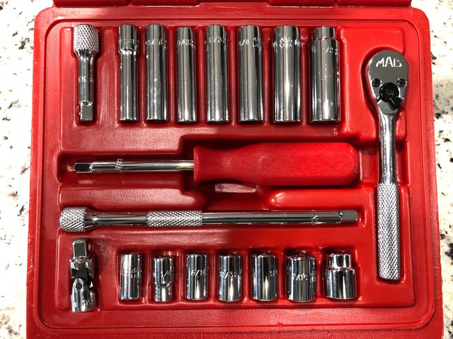 Vintage Mac Tools 1/4" Drive 19 PC Socket Wrench Set 6 PT STD Deep SM196BR USA for sale online ...