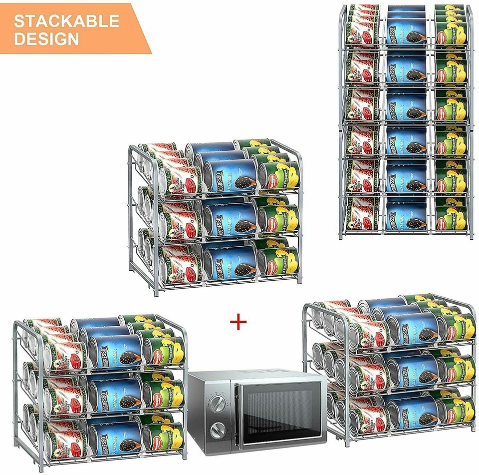 2 Pack Can Rack Organizer, Stackable Can Storage Dispenser Holds up to ...