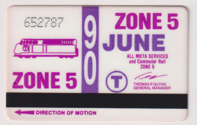 BOSTON - MBTA Monthly Pass June, 1990 ZONE 5 | eBay