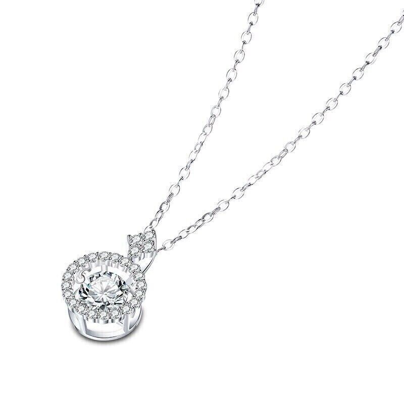 1 CT Lab Created Diamond Dancing Stone Necklace Pendant 14K White Gold ...