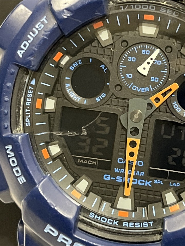 Casio G-Shock Blue Orange Analog / Digital Watch 5081 GA-100L With New ...