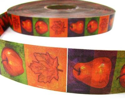 20 Yards Autumn Fall Artistic Leaves & Fruit Acetate Satin Ribbon 1 3/8 ...