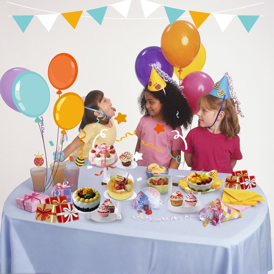 3 Tier White Round Cake Rack Food Display Stand Home Party Birthday ...