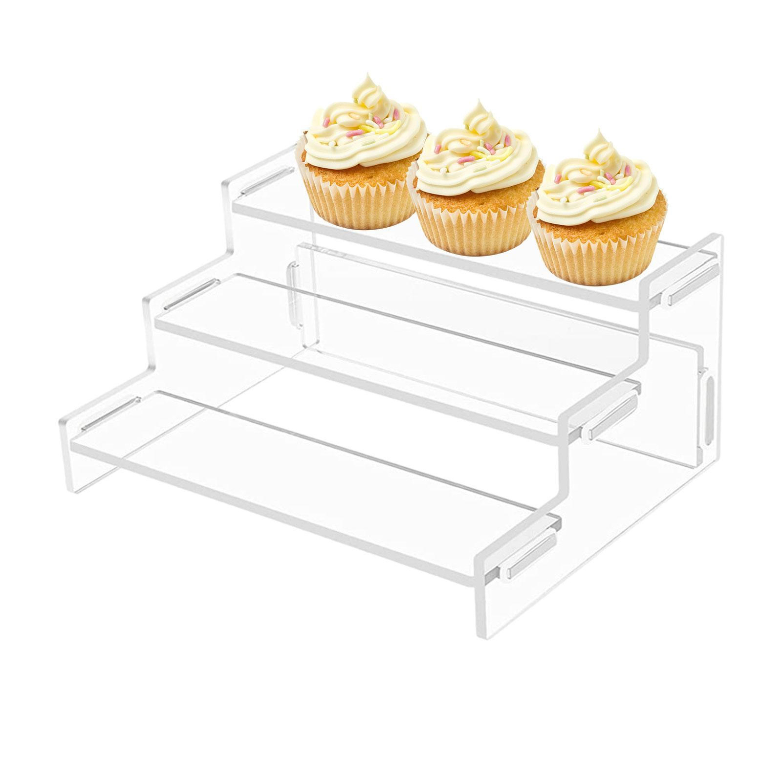 3-Tier Clear Acrylic Rack Perfume Makeup Ladder Display Stand Risers ...