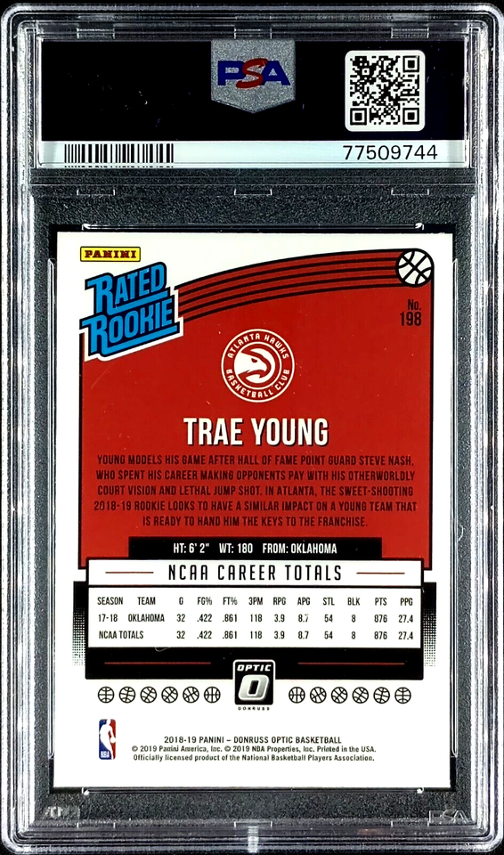 2018-19 Panini Donruss Optic Rated Rookie Trae Young #198 PSA 10 GEM MT ...