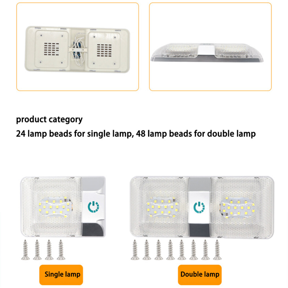 LED RV Interior Ceiling Light Trailer Caravan Boat Van Dome Lamp ON/OFF ...