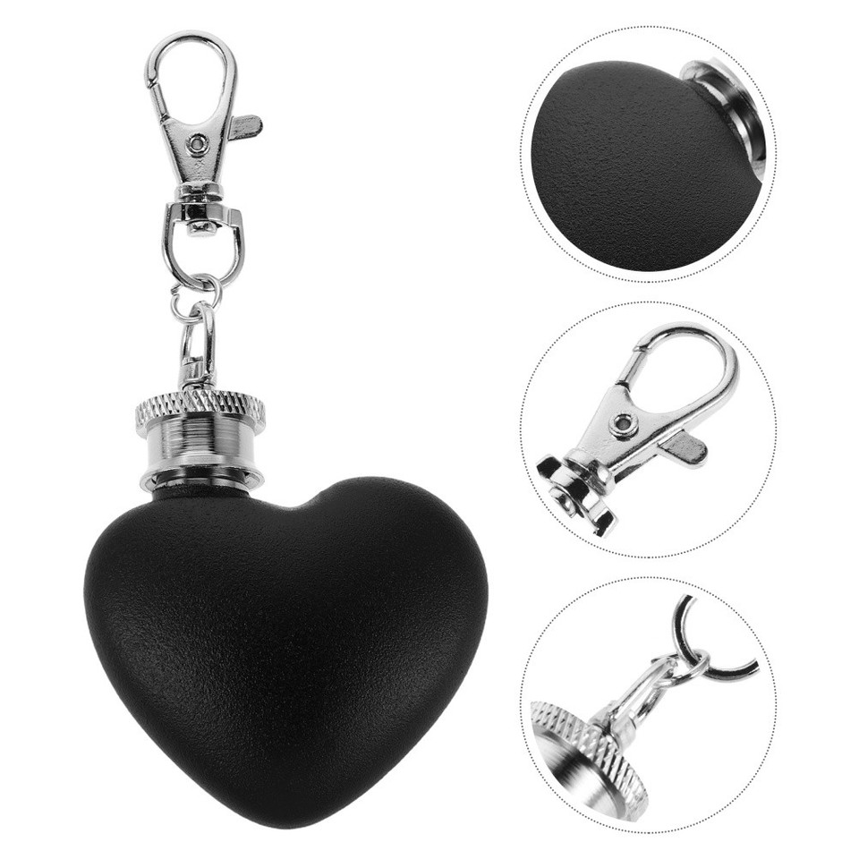 Stainless Steel Hip Jar: Heart Shaped Mini Keychain Flask - Portable ...