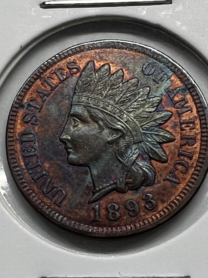 1893 Indian Head 1c 4 DIAMONDS FIRE RED TONER - BLUE, PURPLE, RED ...
