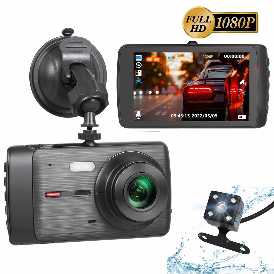 Dash Camera HD 1080P Dual Lens Car Van DVR Road Video Recorder 4" LCD ...