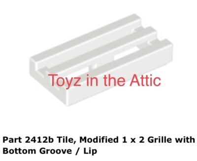 Lego 1x 2412b White Tile, Modified 1 x 2 Grille with Bottom Groove ...