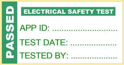 100 PAT TEST LABELS PORTABLE APPLIANCE TEST PASSED STICKERS 50mm x 25mm ...