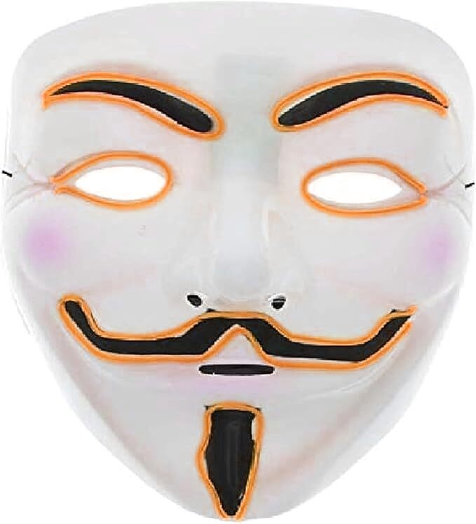 Light Up Anonymous mask Guy LED Halloween Cosplay Vendetta Hacker ...