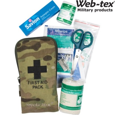 WEB-TEX ARMY SMALL FIRST AID KIT SURVIVAL DRESSING BANDAGE SCISSORS ...