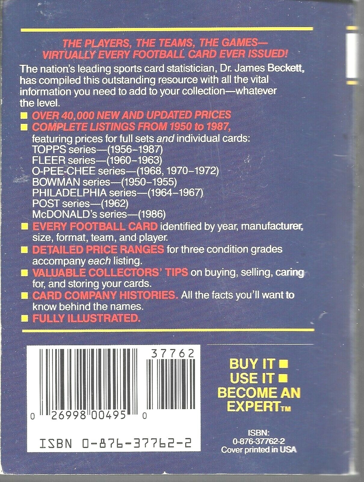 1989 Beckett Football Official Pocket Price Guide 8th Edition Vintage ...