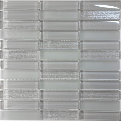 Modern Gray Crystal Glass Blend Texture Matted Glass Mosaic Tile Wall ...