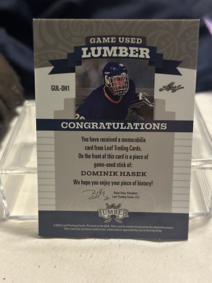 2021-22 Leaf Lumber - Game Used Lumber Pewter #GUL-DH1 Dominik Hasek /5 ...