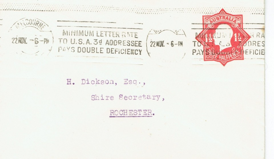Australia good used PTPO advertising cover KGV 3 halfp red, user ...